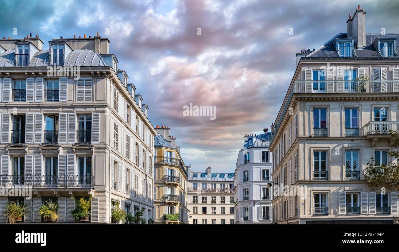 Paris, beautiful buildings, boulevard Beaumarchais, in the 11e district ...
