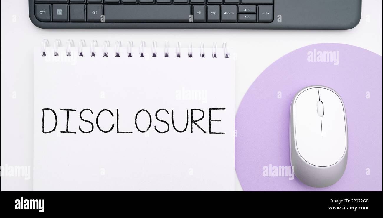 Conceptual display Disclosure. Business showcase The action of making ...