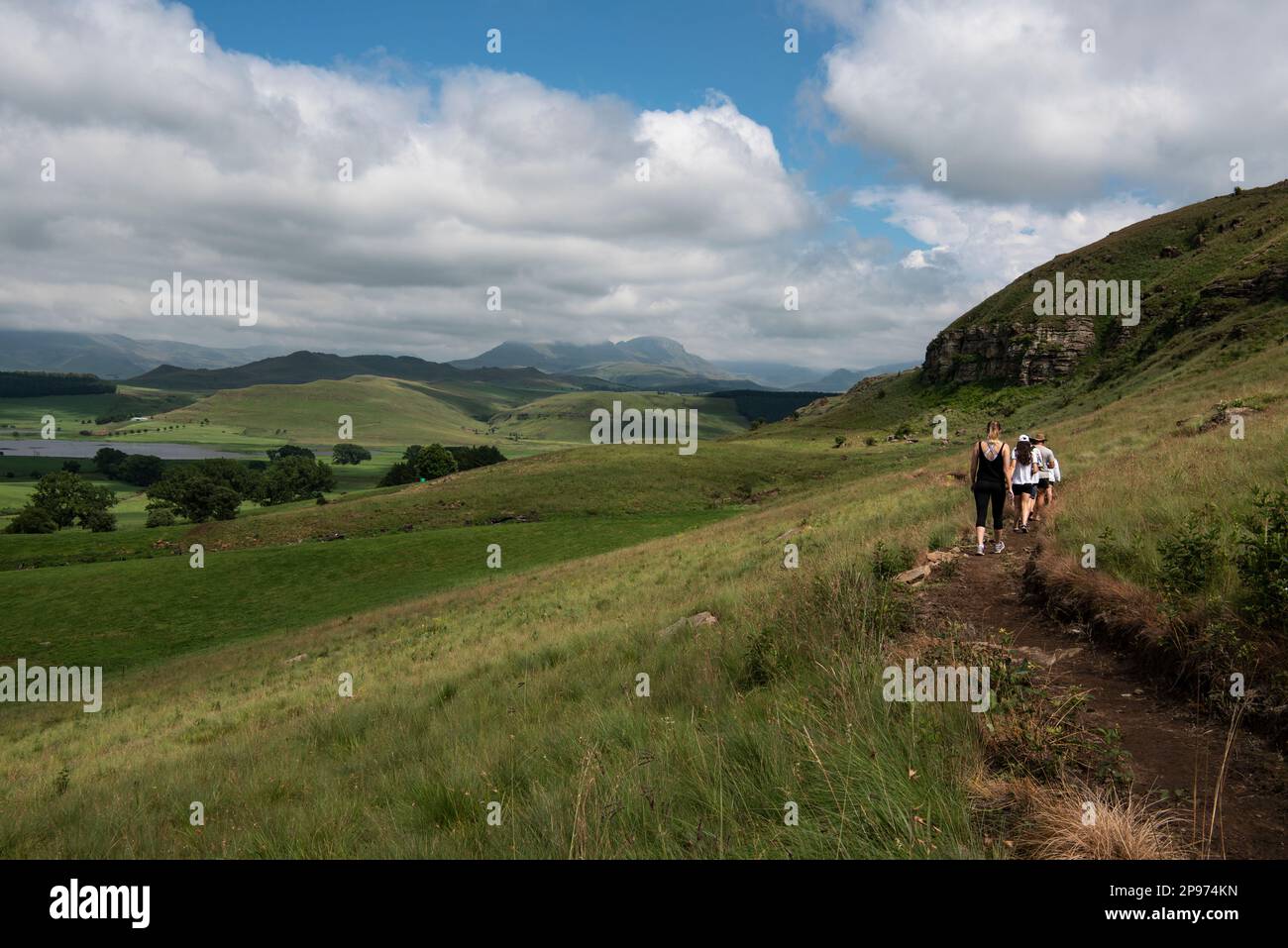 People on a walk in the countryside on a farm in KwaZulu-Natal Stock ...