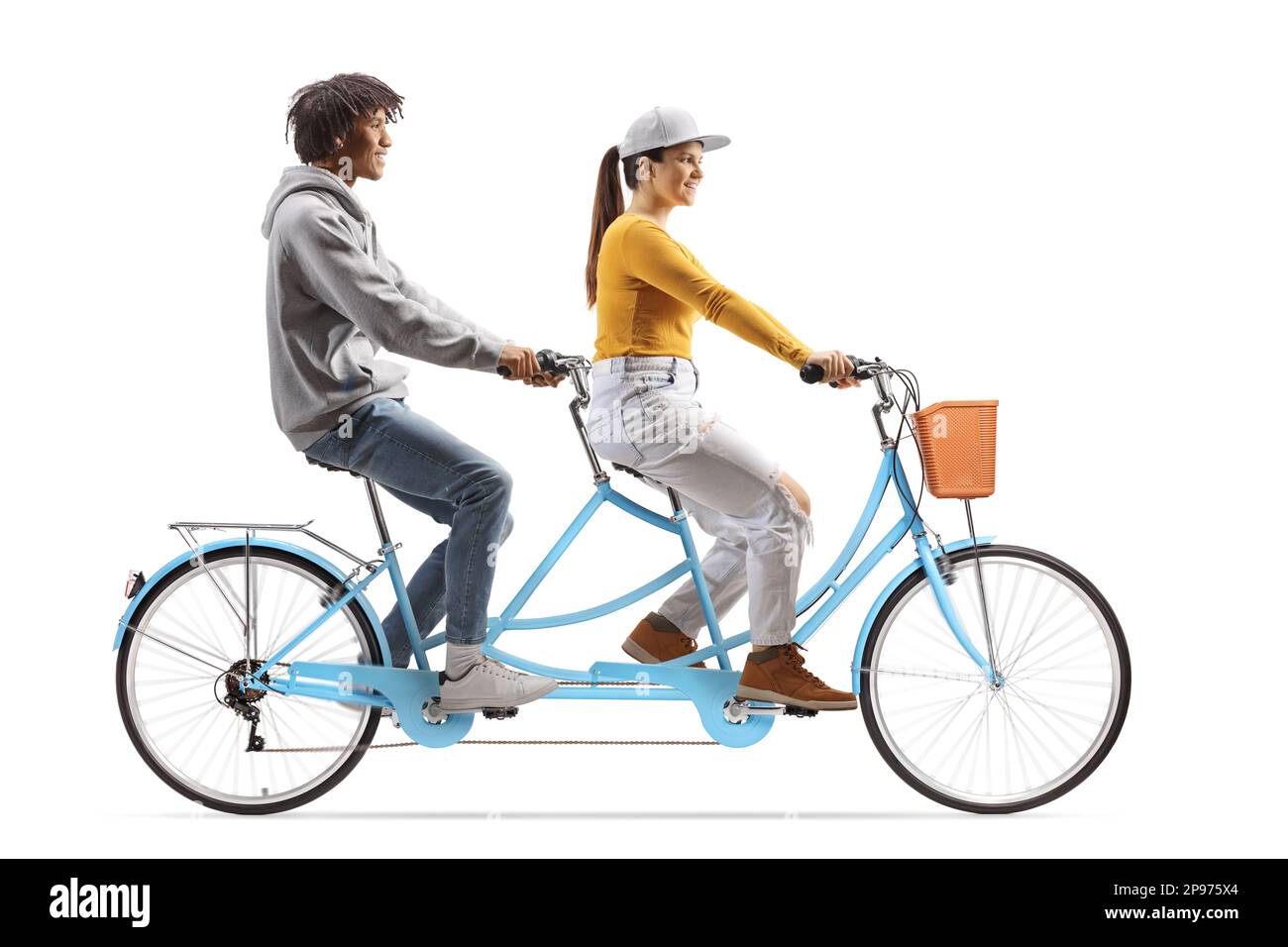 Full length profile shot of a young african american male and a ...