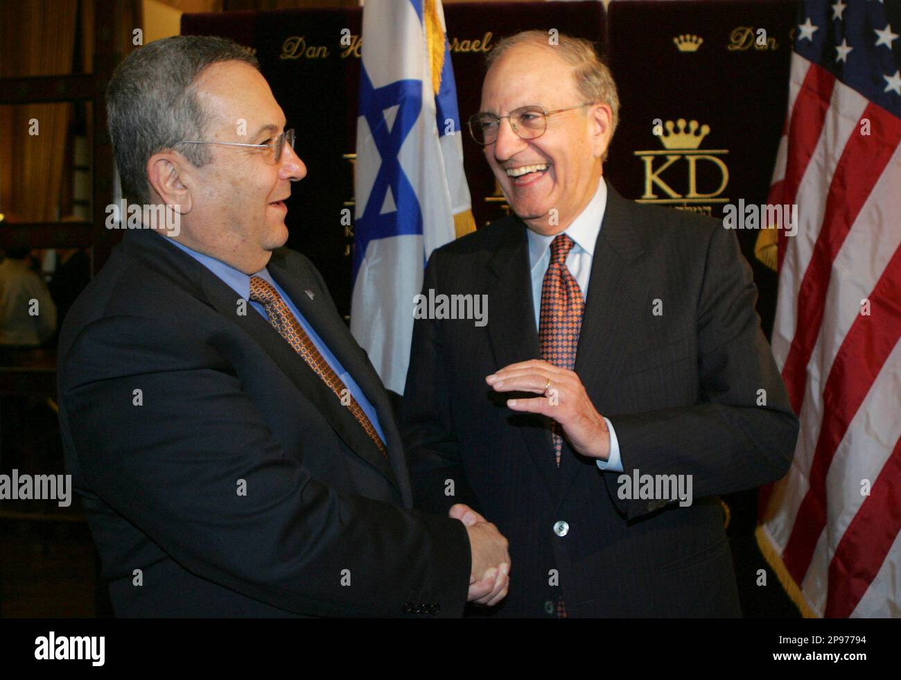 Israeli Defense Minister Ehud Barak, left, shakes hands with U.S ...