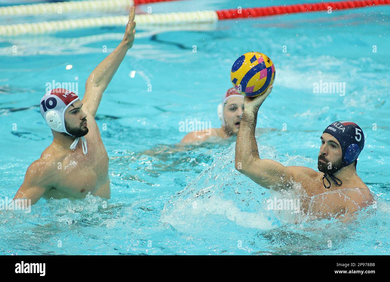 ZAGREB, CROATIA - MARCH 10: Gergo Janos Fekete of Hungary and Andrea ...