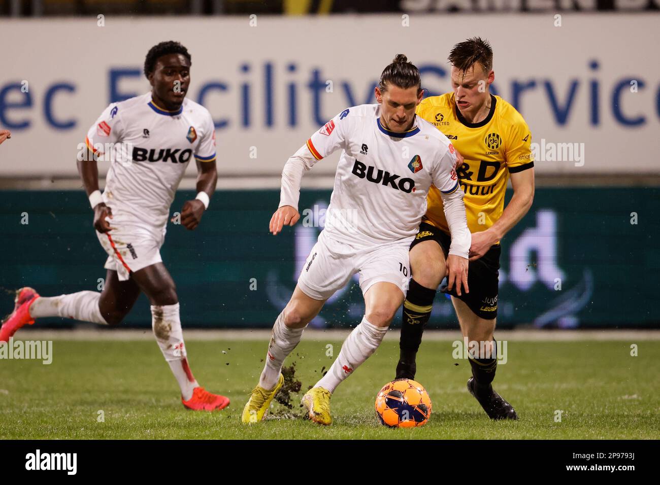 KERKRADE, NETHERLANDS - MARCH 10: Christos Giousis of SC Telstar, Jesse Schuurman of Roda JC ...