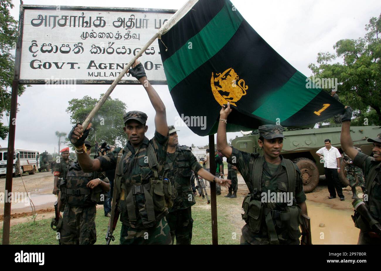 Sri Lankan soldiers of Sinha regiment are seen with their regimental ...