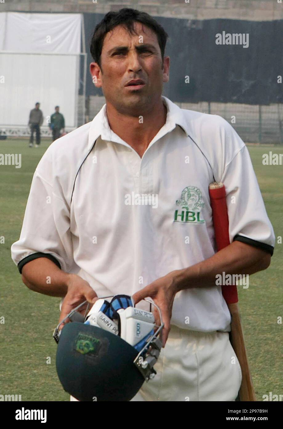 Pakistani cricketer Younis Khan is seen at Gaddafi Stadium in Lahore ...