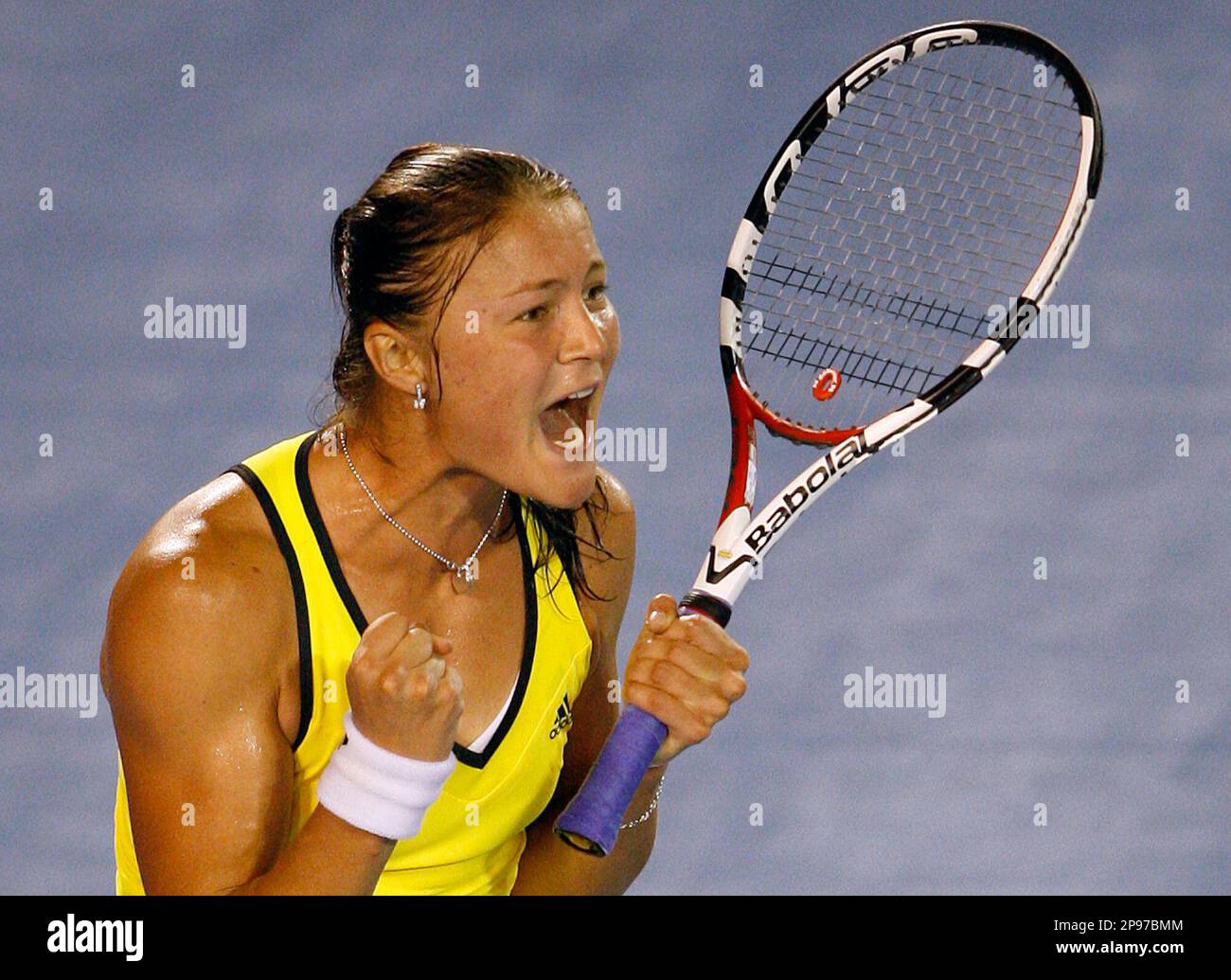 Russia's Dinara Safina reacts after winning a point against Australia's ...