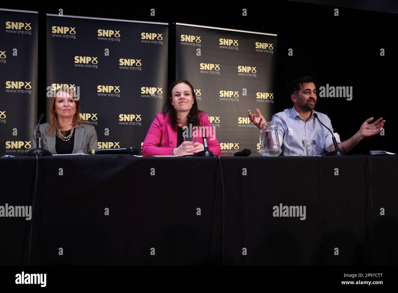 SNP leadership candidate Humza Yousaf, speaks during a SNP leadership ...