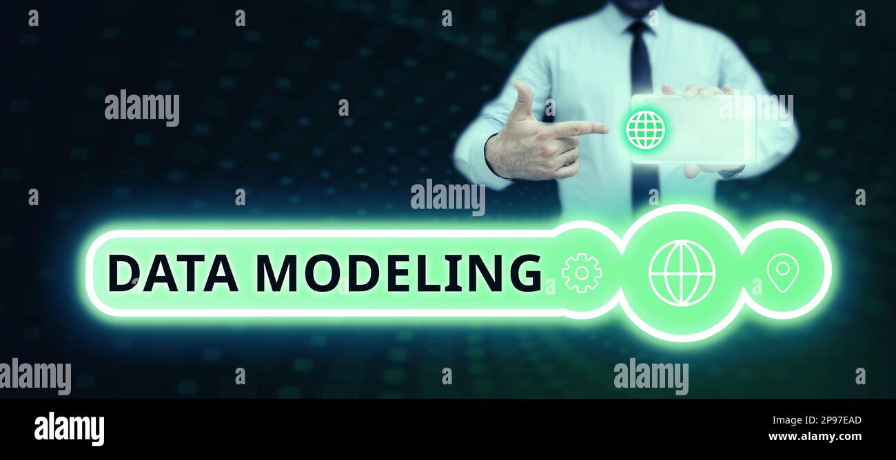 Hand Writing Sign Data Modeling Word Written On Process Of