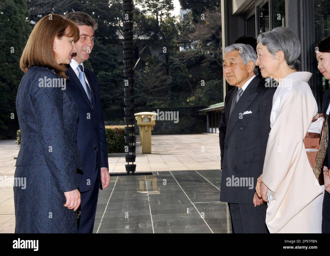Bulgarian President Georgi Parvanov, second from left, and his wife ...