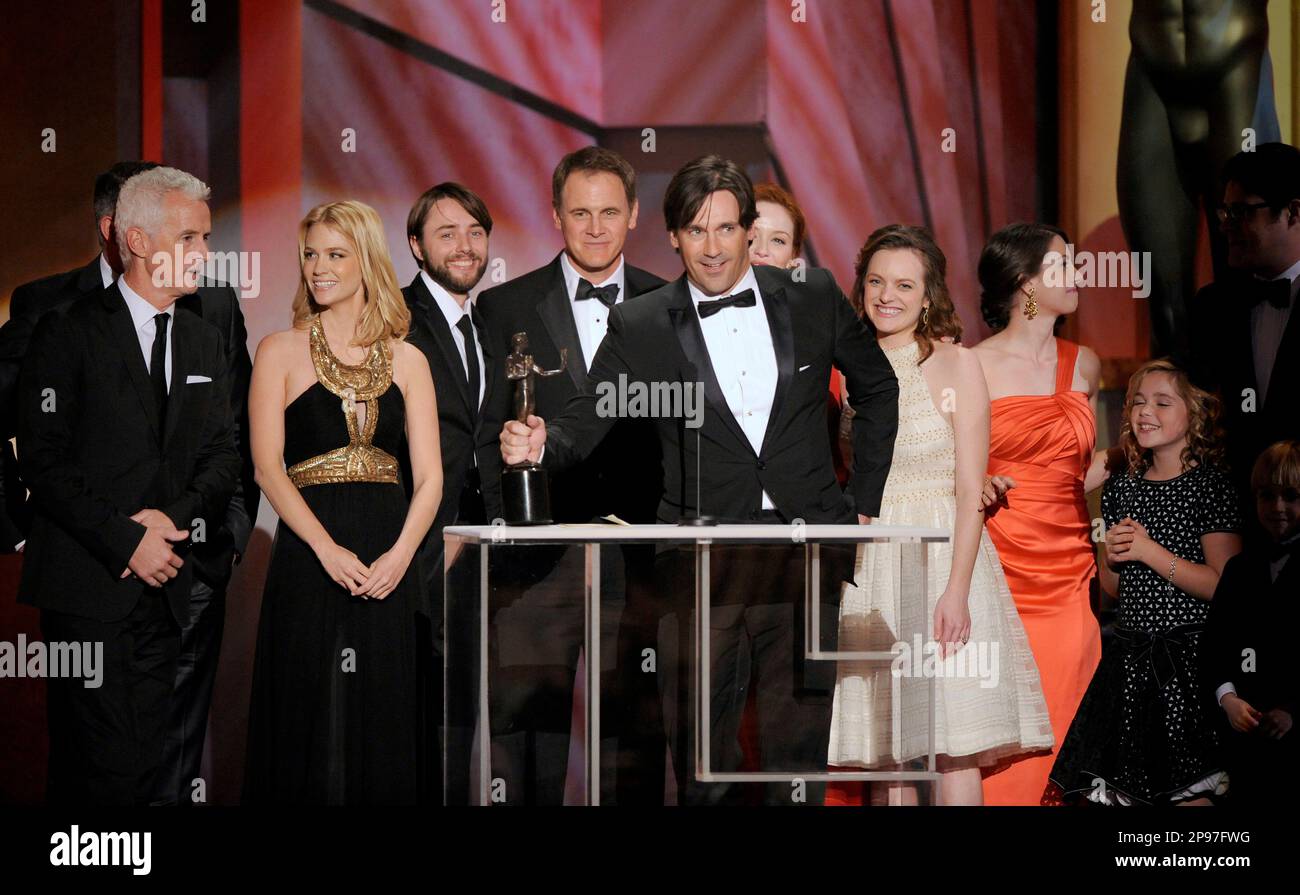 Jon Hamm accepts the award for outstanding performance by an ensemble ...