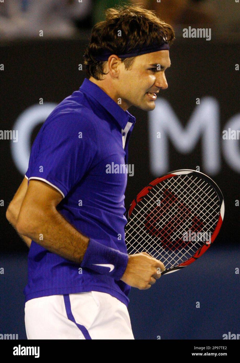 Switzerland's Roger Federer celebrates after beating Russia's Marat ...