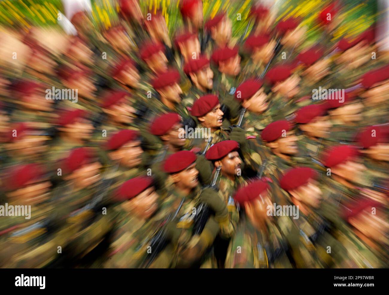 Indian Army soldiers of the Parachute Regiment march during the ...