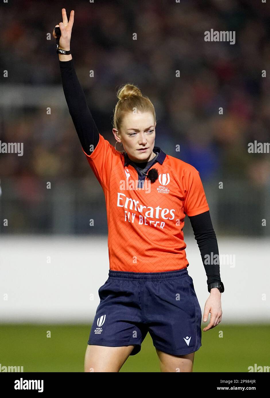 Referee Hollie Davidson gestures during the U20's Six Nations match at ...