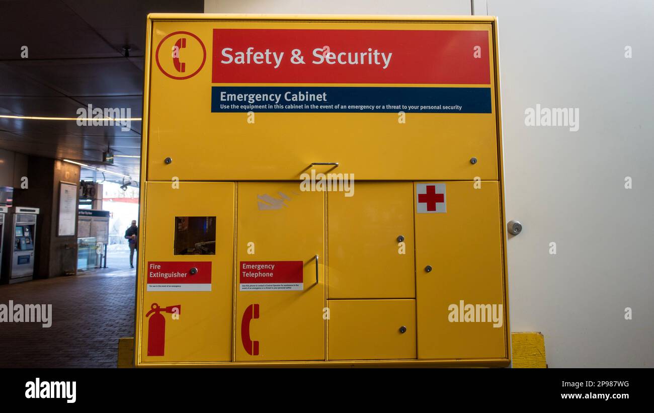 March 9 2023- Train Station with Safety & Security Emergency Cabinet in ...