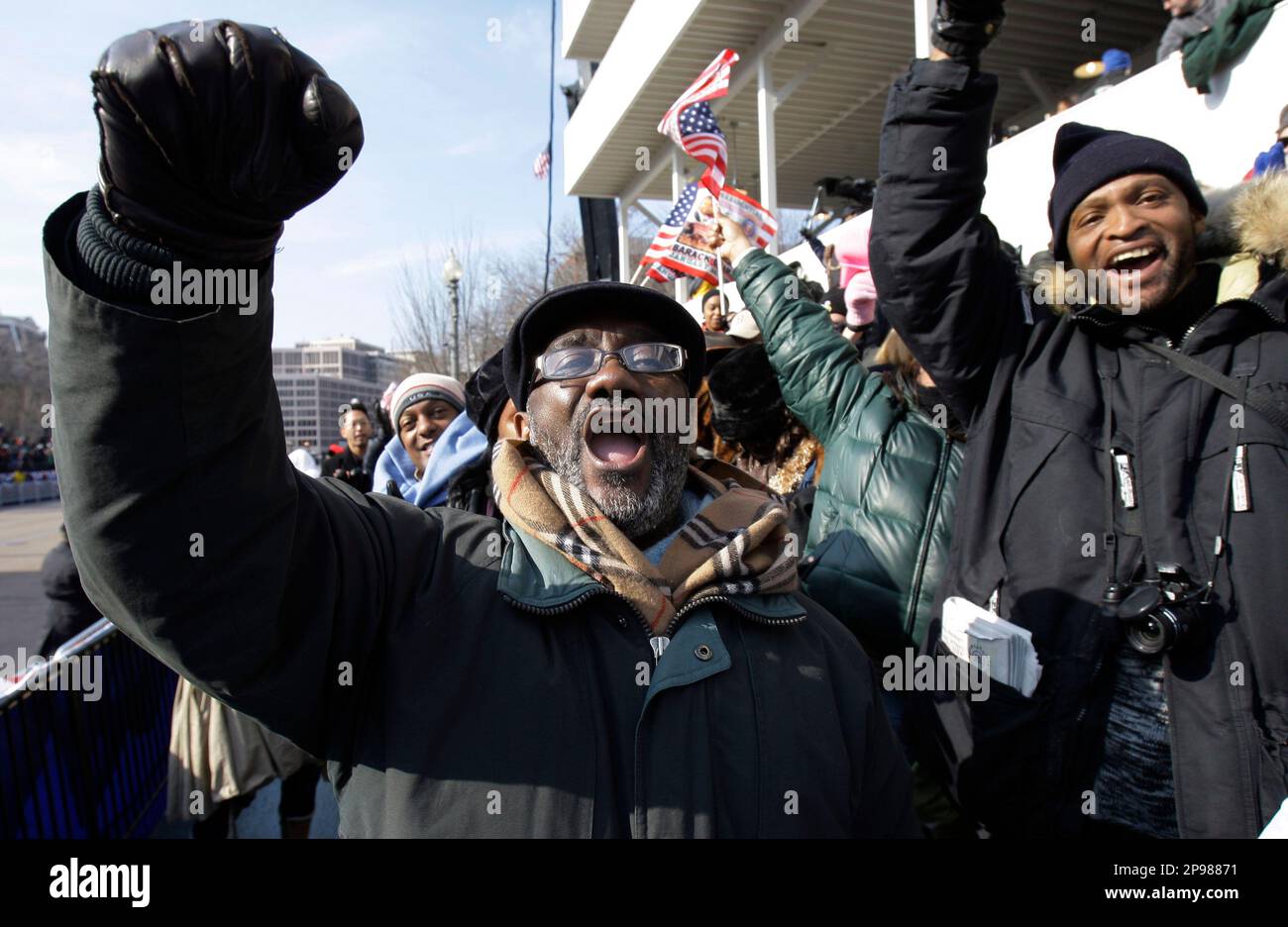Michael Holmes, from St. Louis, cheers in front of the White House in ...