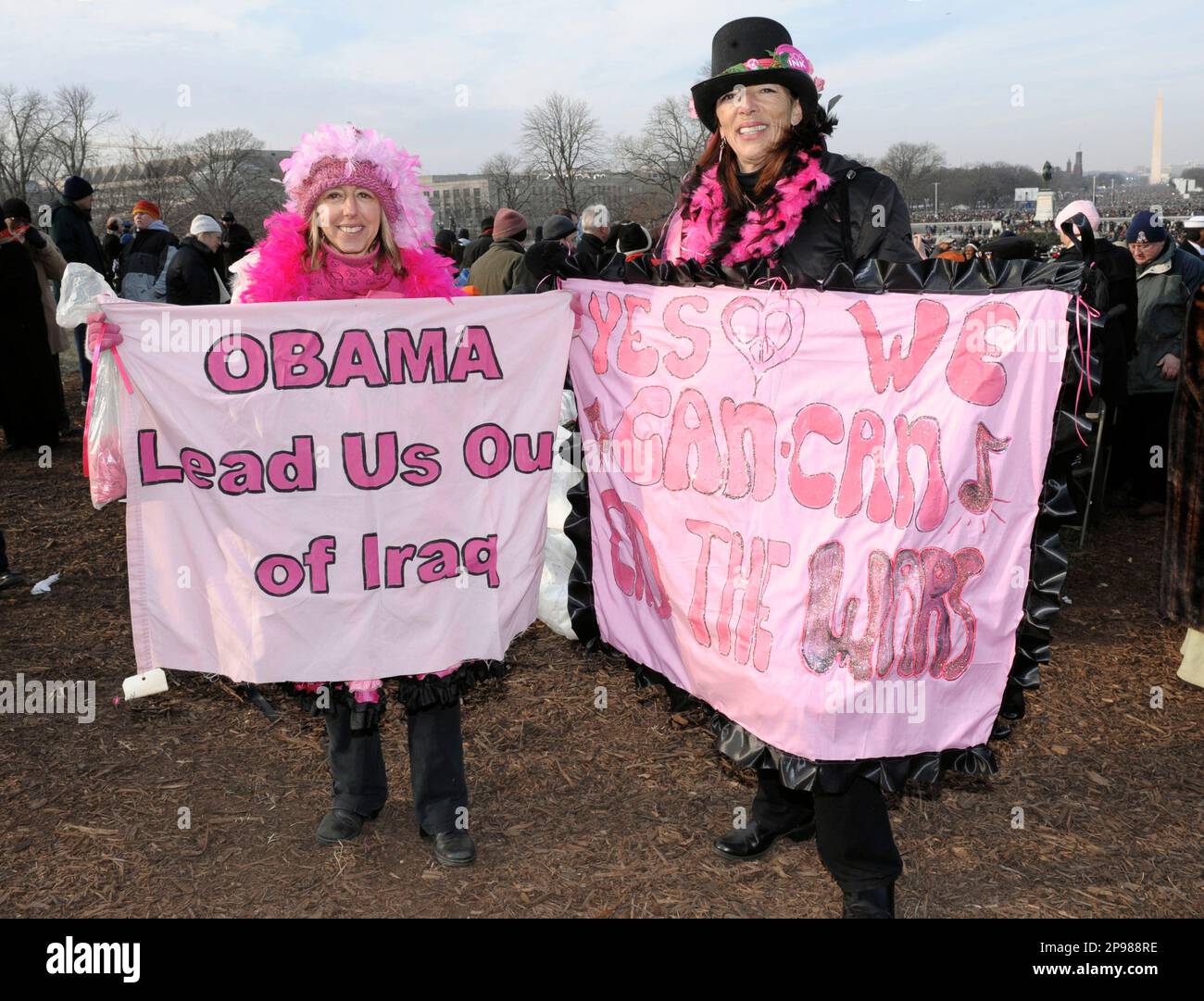 Medea Benjamin, of Code Pink, and Desiree Fairooc, of Arlington, Texas ...
