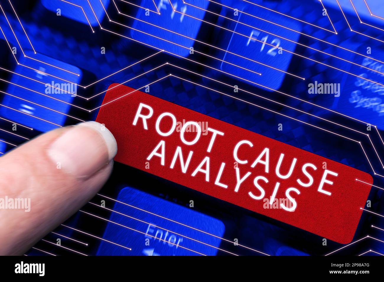 Text caption presenting Root Cause Analysis. Conceptual photo Method of Problem Solving Identify ...