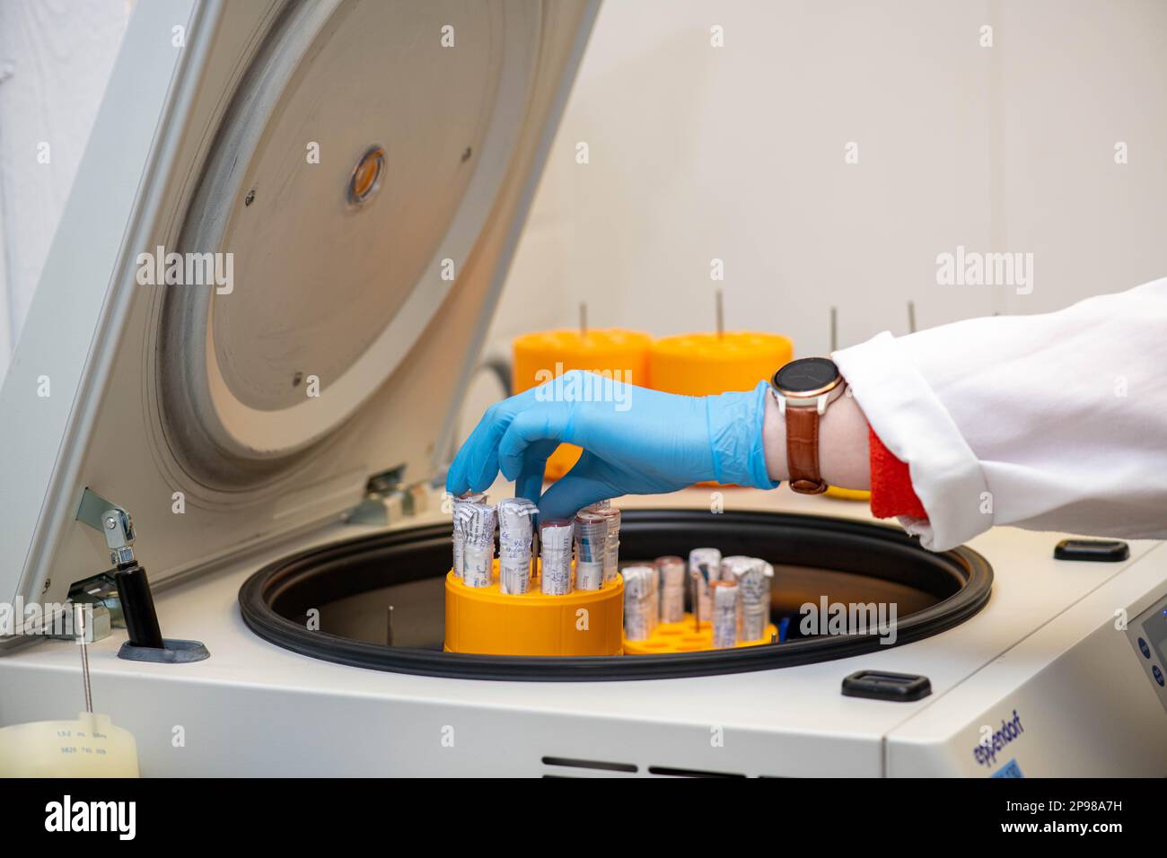 Forensic samples are handled during a visit to the new building for the ...