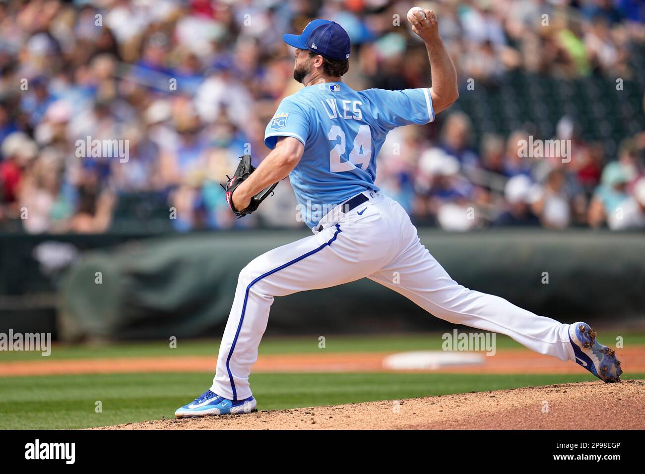 Kansas City Royals starting pitcher Jordan Lyles delivers during the ...