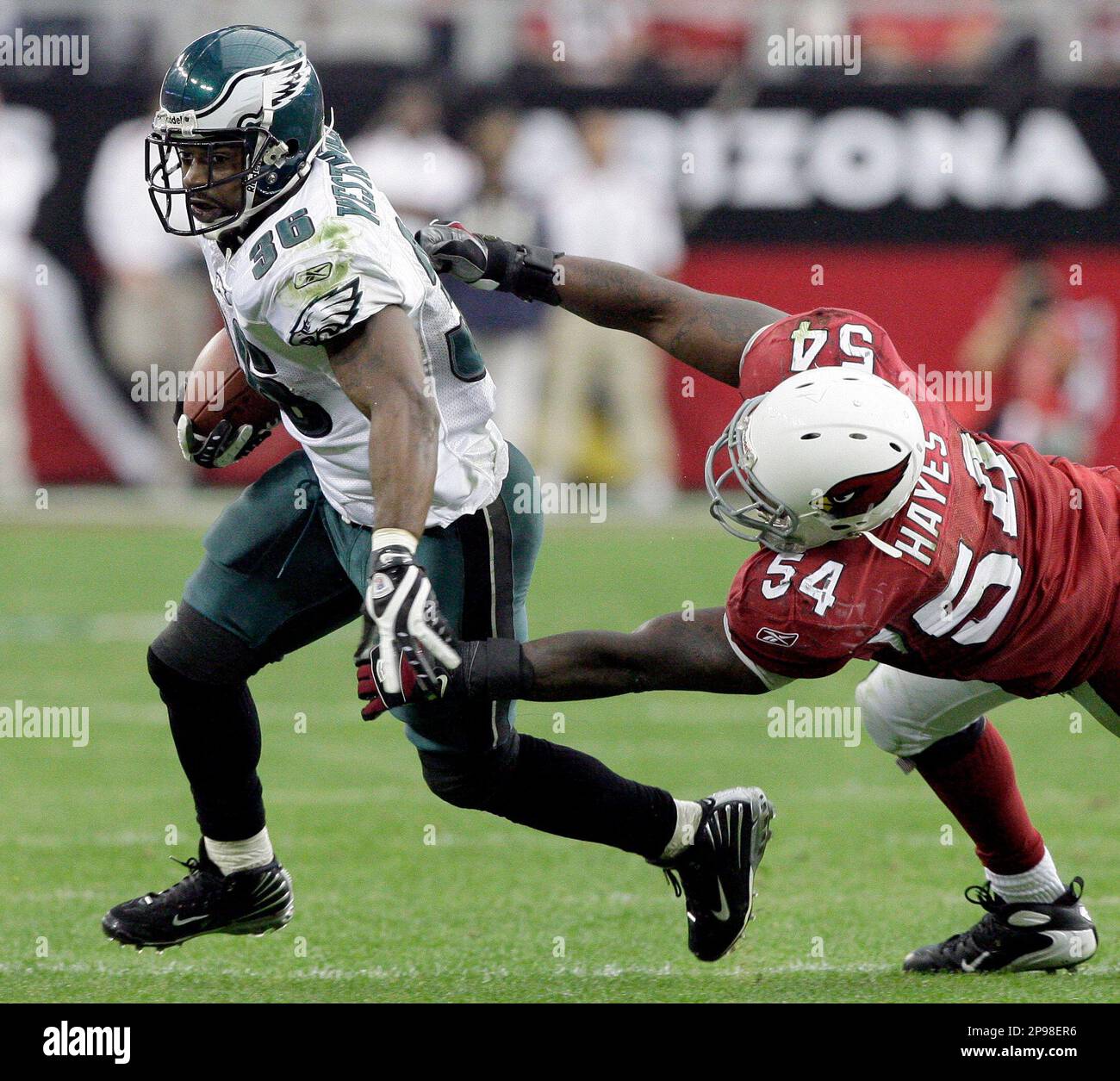 Philadelphia Eagles running back Brian Westbrook eludes Arizona ...