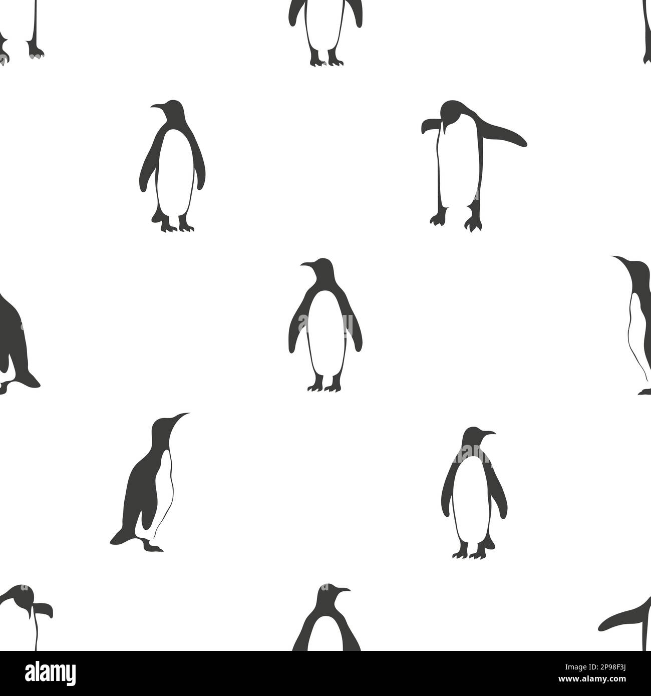 Seamless penguins pattern. Black and white vector background Stock ...