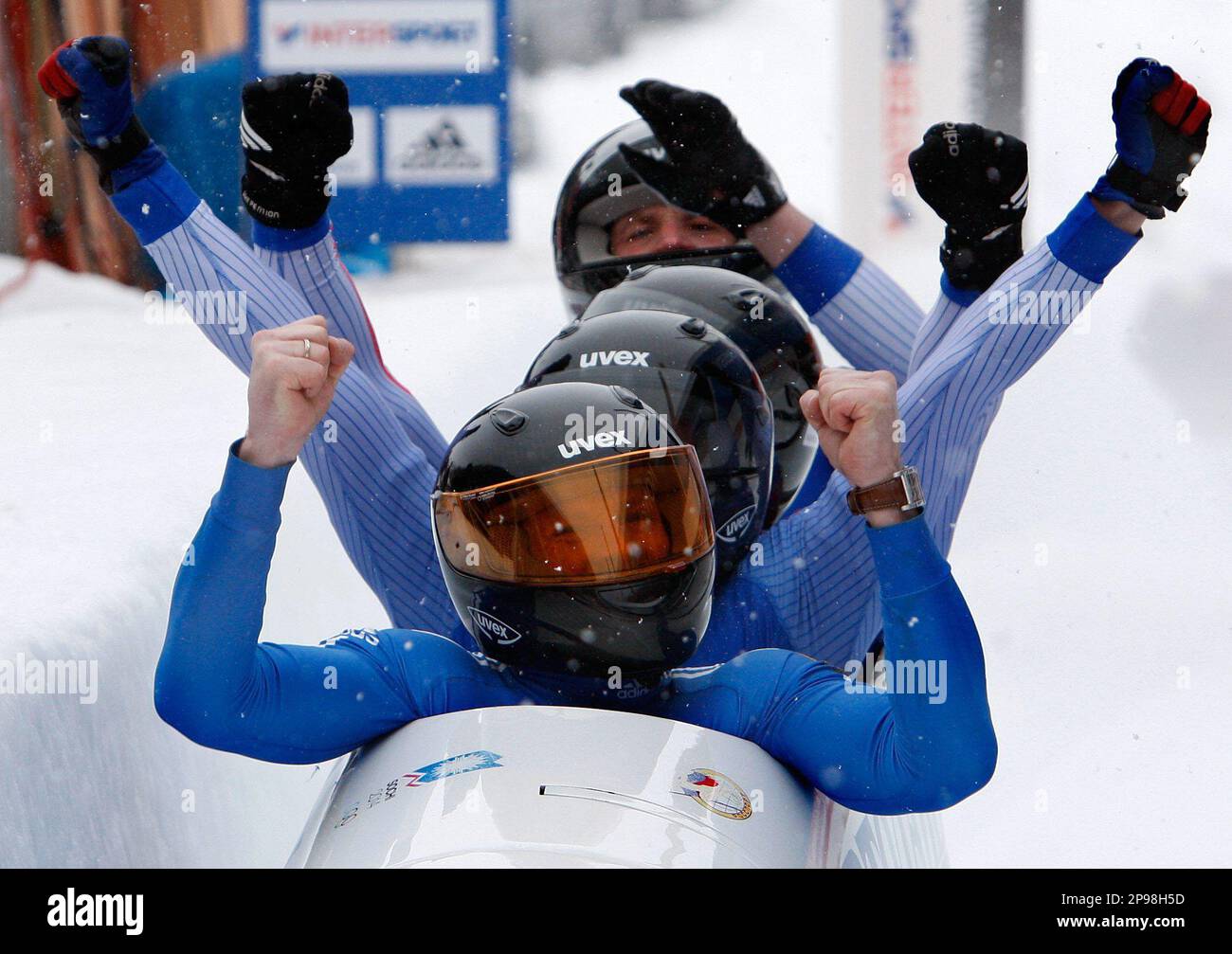 Team Russia 1 with pilot Alexandr Zubkov, Roman Oreshnikov, Dimitry ...