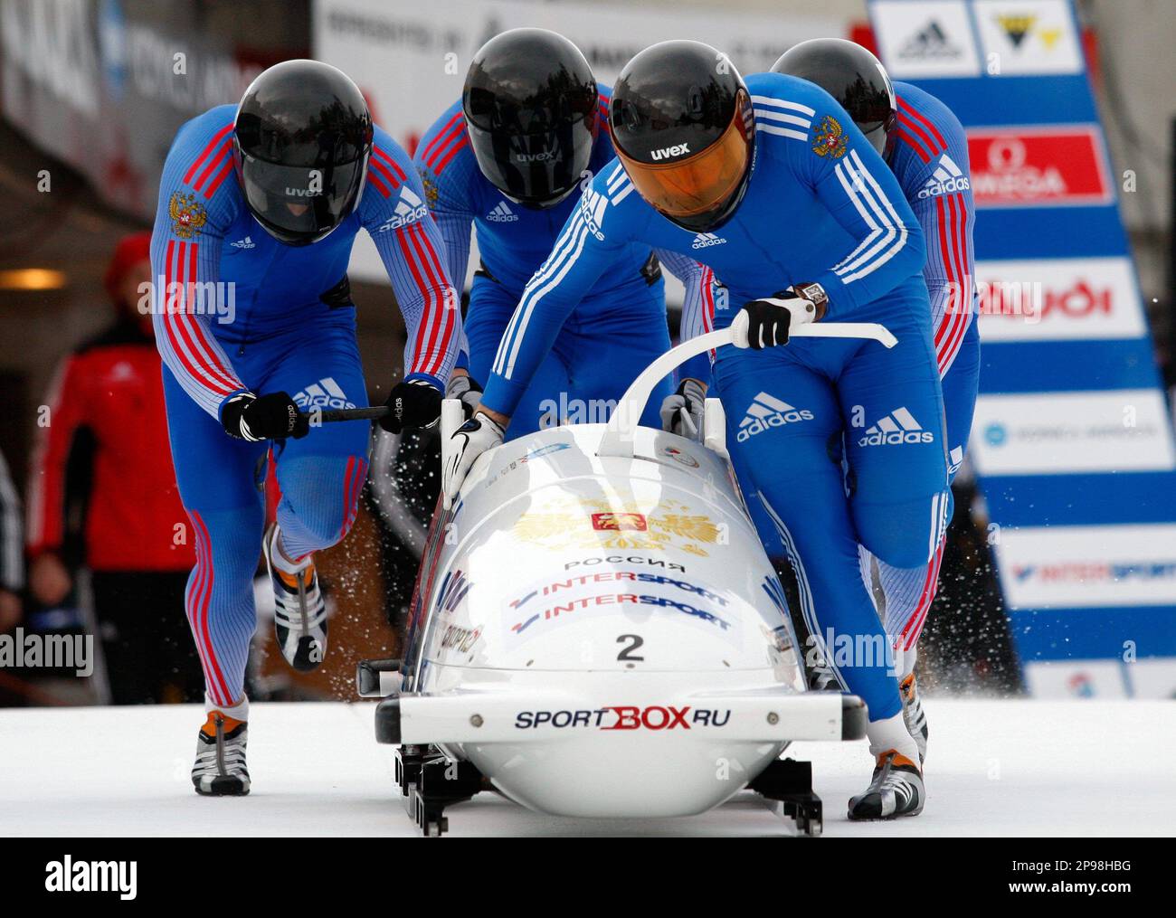 Team Russia 1 with pilot Alexandr Zubkov, Roman Oreshnikov, Dimitry ...