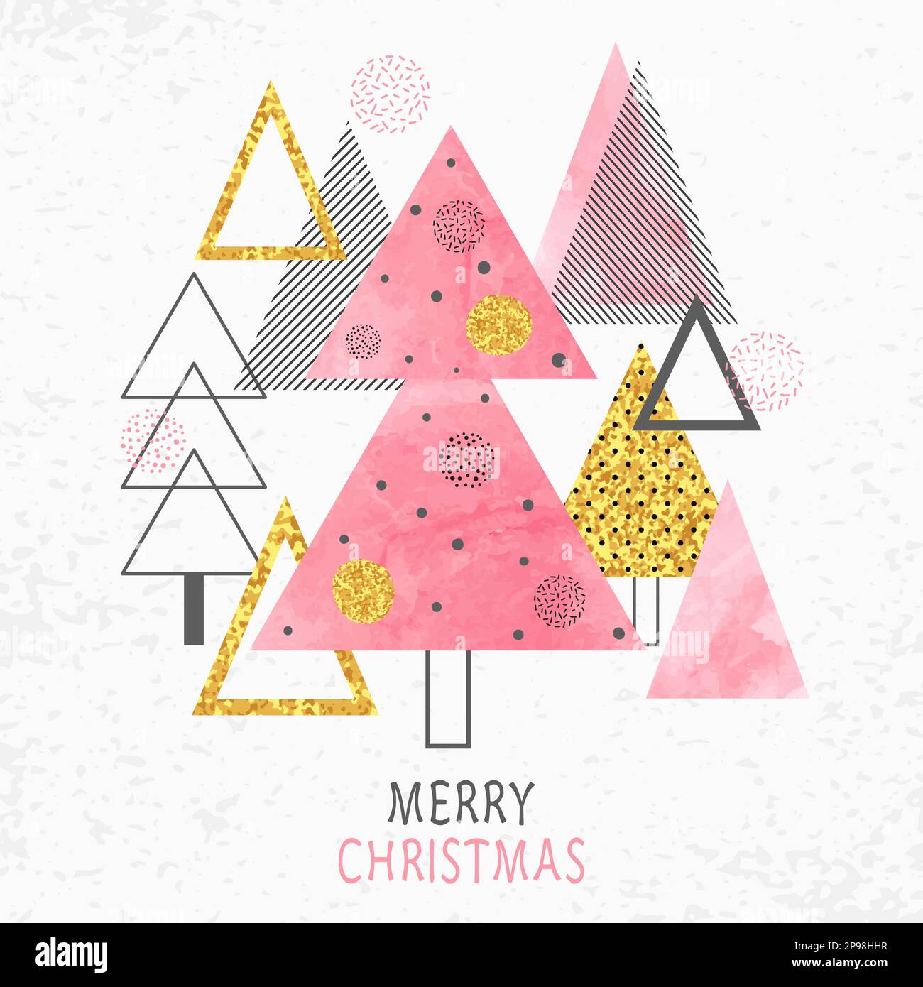Merry Christmas card design in retro style. Stylized watercolor and ...