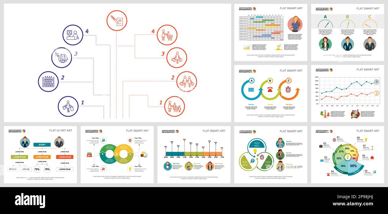 Set of graphic business infographic designs. Can be used for workflow ...