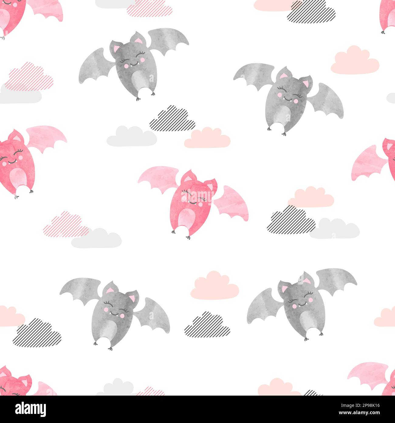 Cute flying bats pattern. Vector seamless background for kids Stock ...