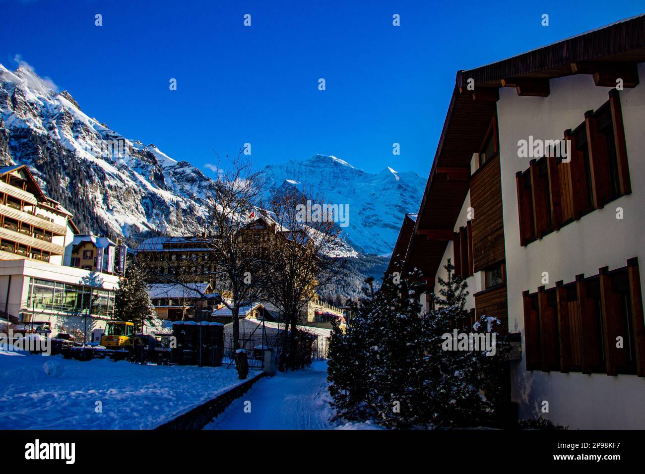 Beautiful sunny day in the snowy Swiss Alps, with the best views of the ...