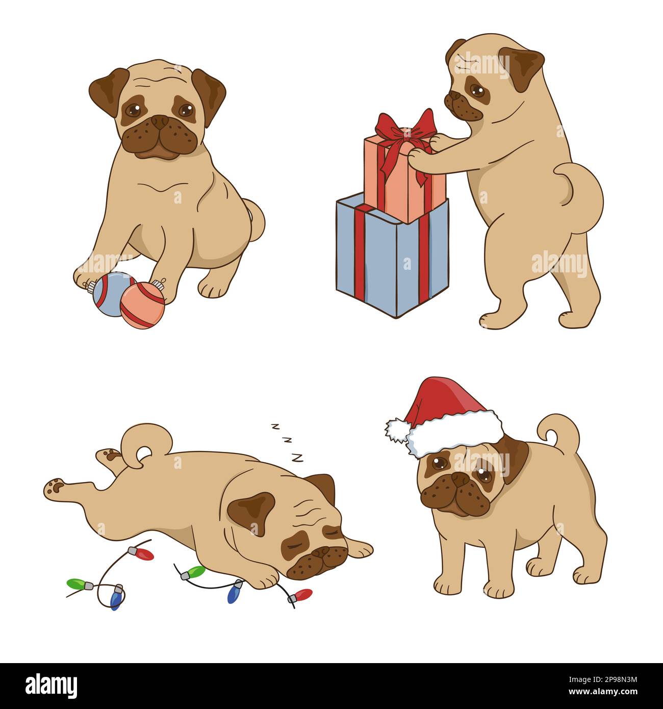 Holiday winter card pug Cut Out Stock Images & Pictures - Alamy