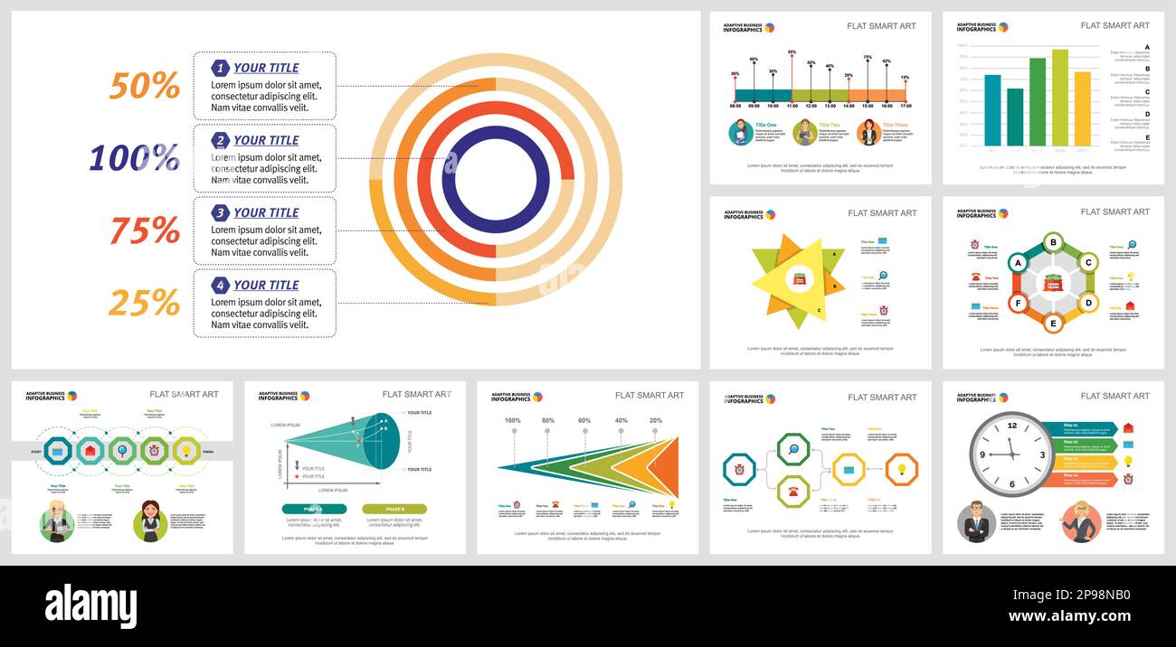 Collage of creative infographic diagrams with geometric elements Stock ...