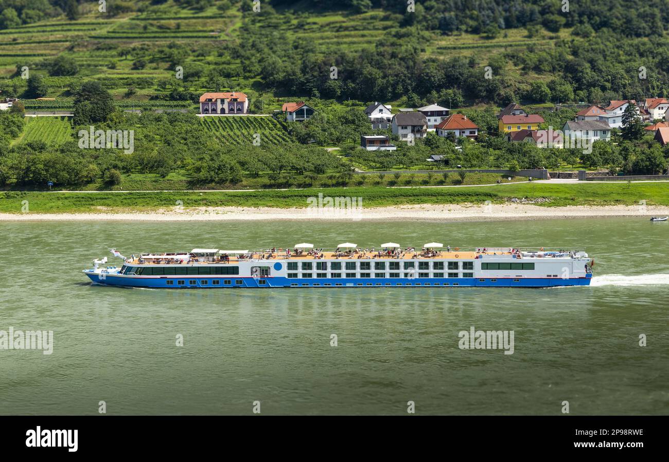 Turist's ship on the Danube river in Wachau Valley, Austria Stock Photo ...