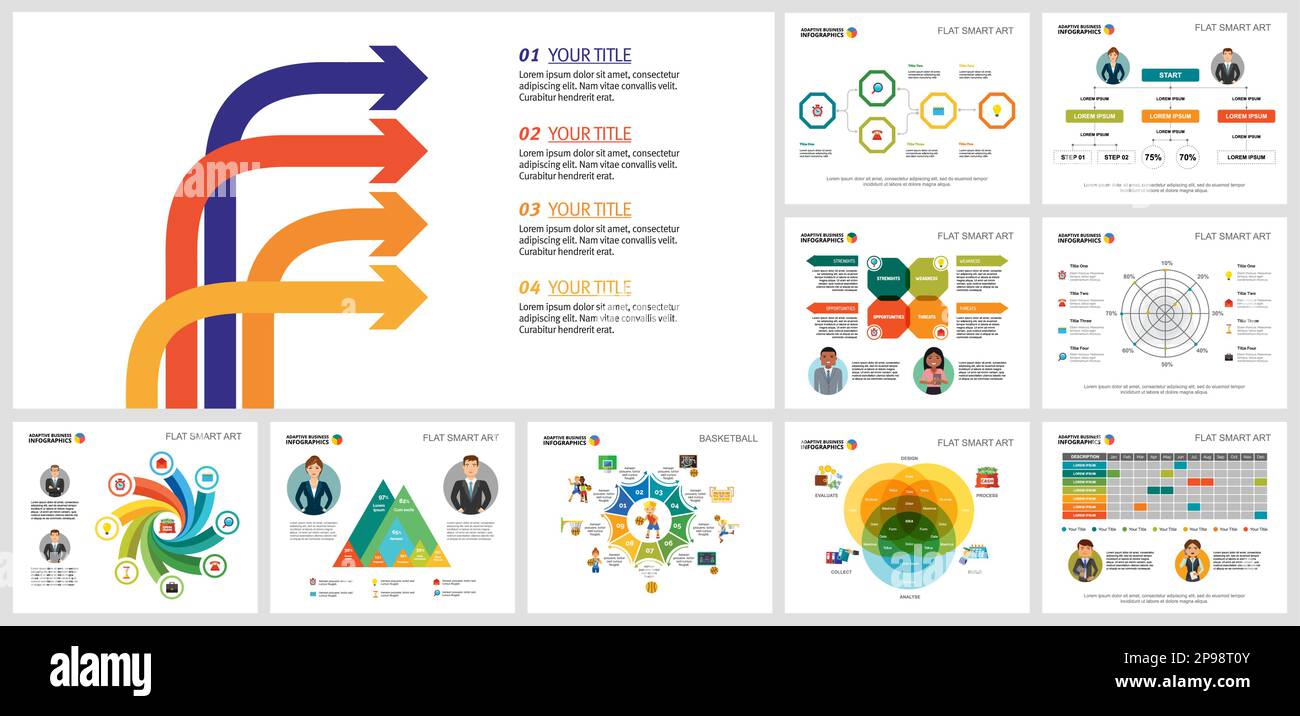 Collage of graphic business infographic diagrams Stock Vector Image ...