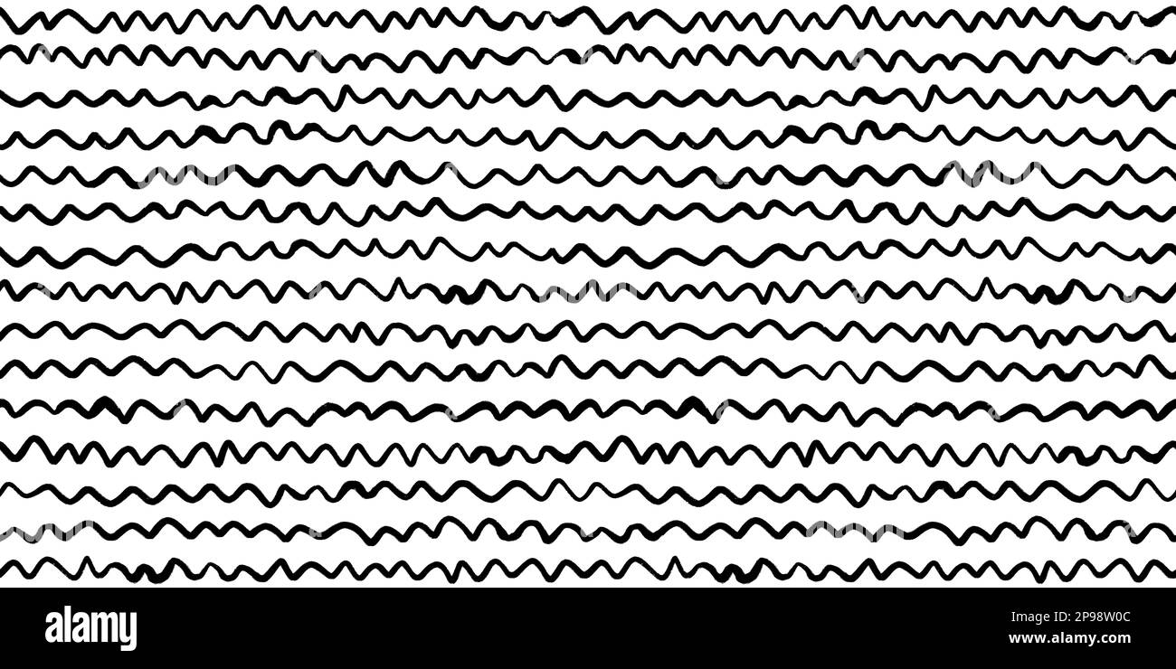 Seamless horizontal squiggly stripes pattern made of wonky hand drawn ...