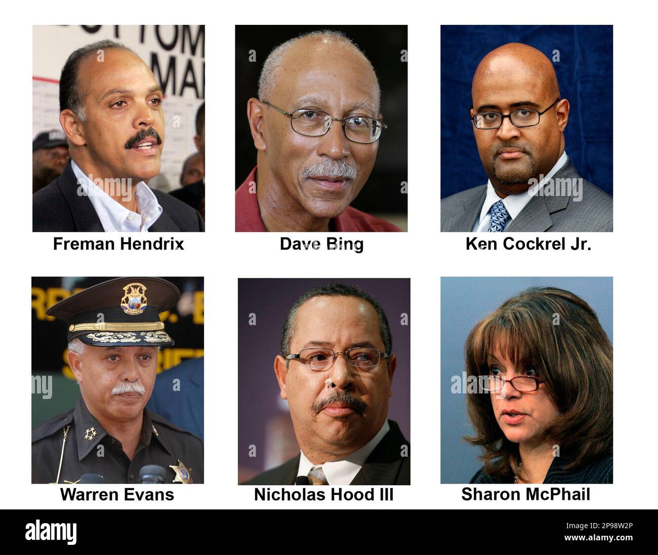 Candidates for the office of Detroit mayor are shown. Top row from left ...