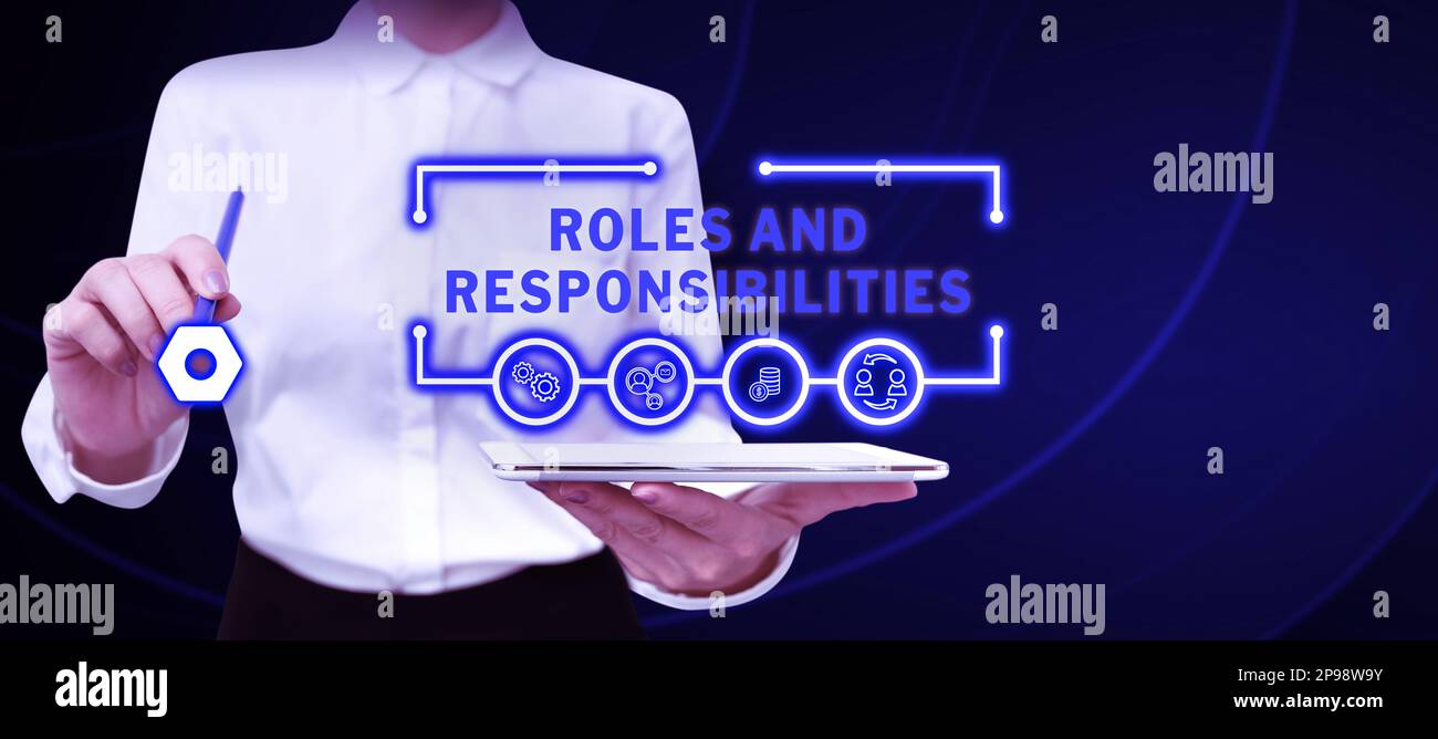 Text caption presenting Roles And Responsibilities. Word for Business ...