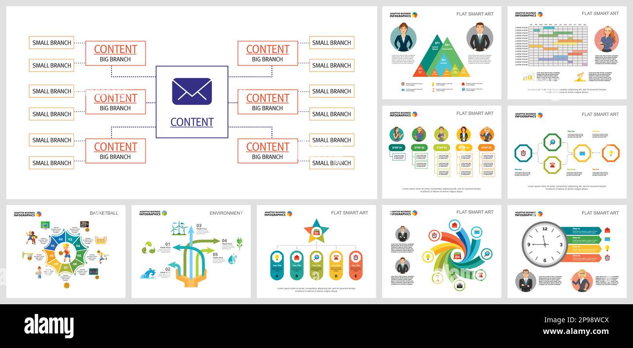 Collage of colorful original business infographic diagrams Stock Vector ...