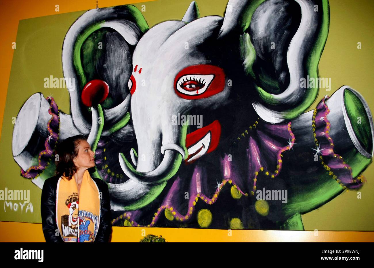 Monaco's Princess Stephanie poses in front a painting by French artist ...