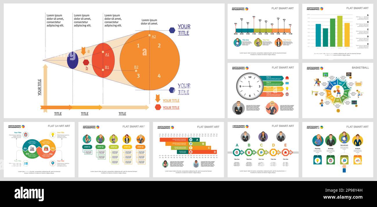 Collage of original infographic diagrams with geometric elements Stock ...
