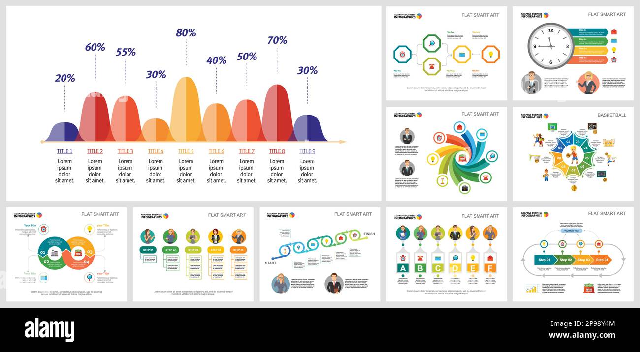 Collage of original marketing concept graphic charts Stock Vector Image ...