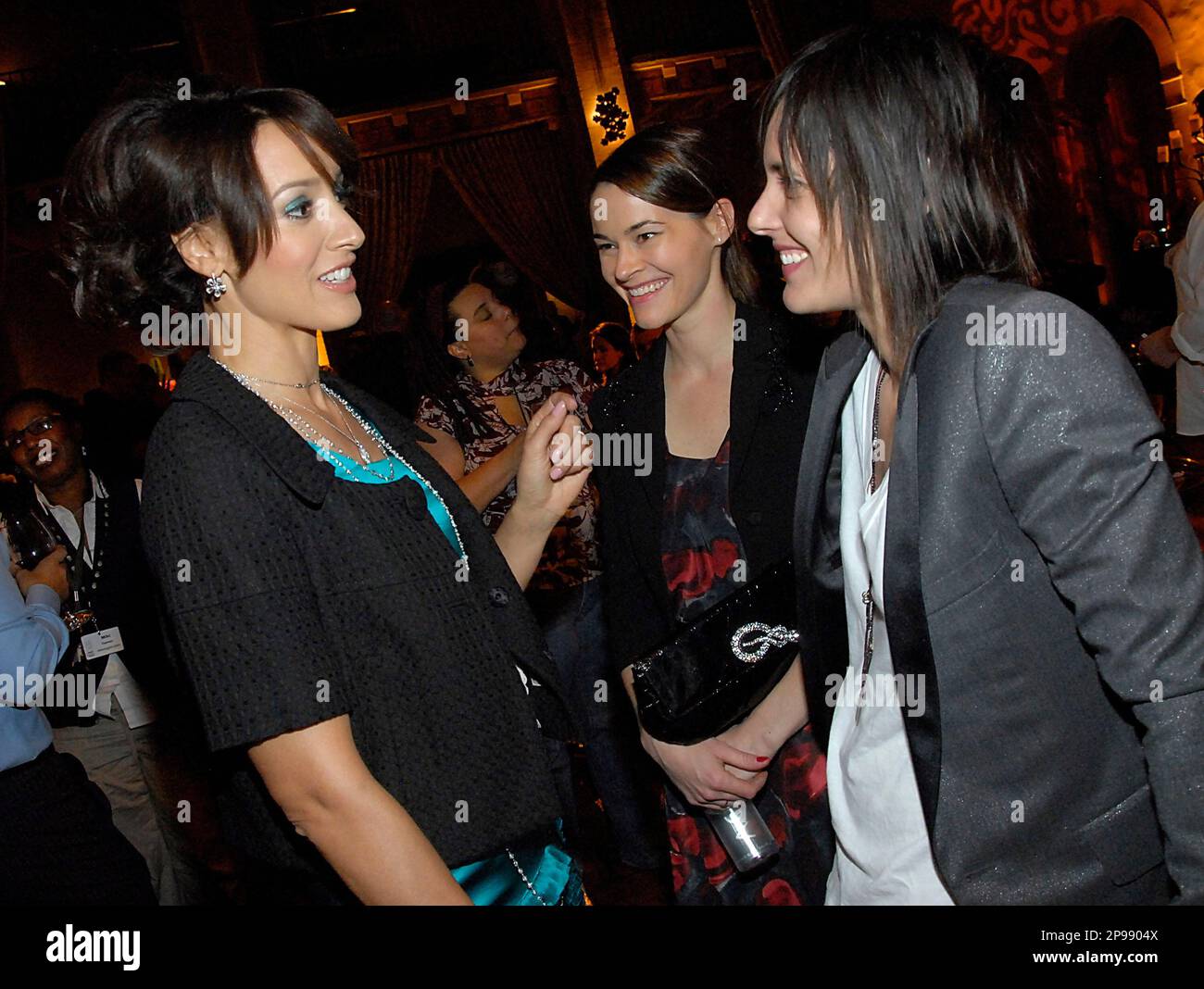 From left to right, actress Jennifer Beals, actress Leisha Hailey, and ...