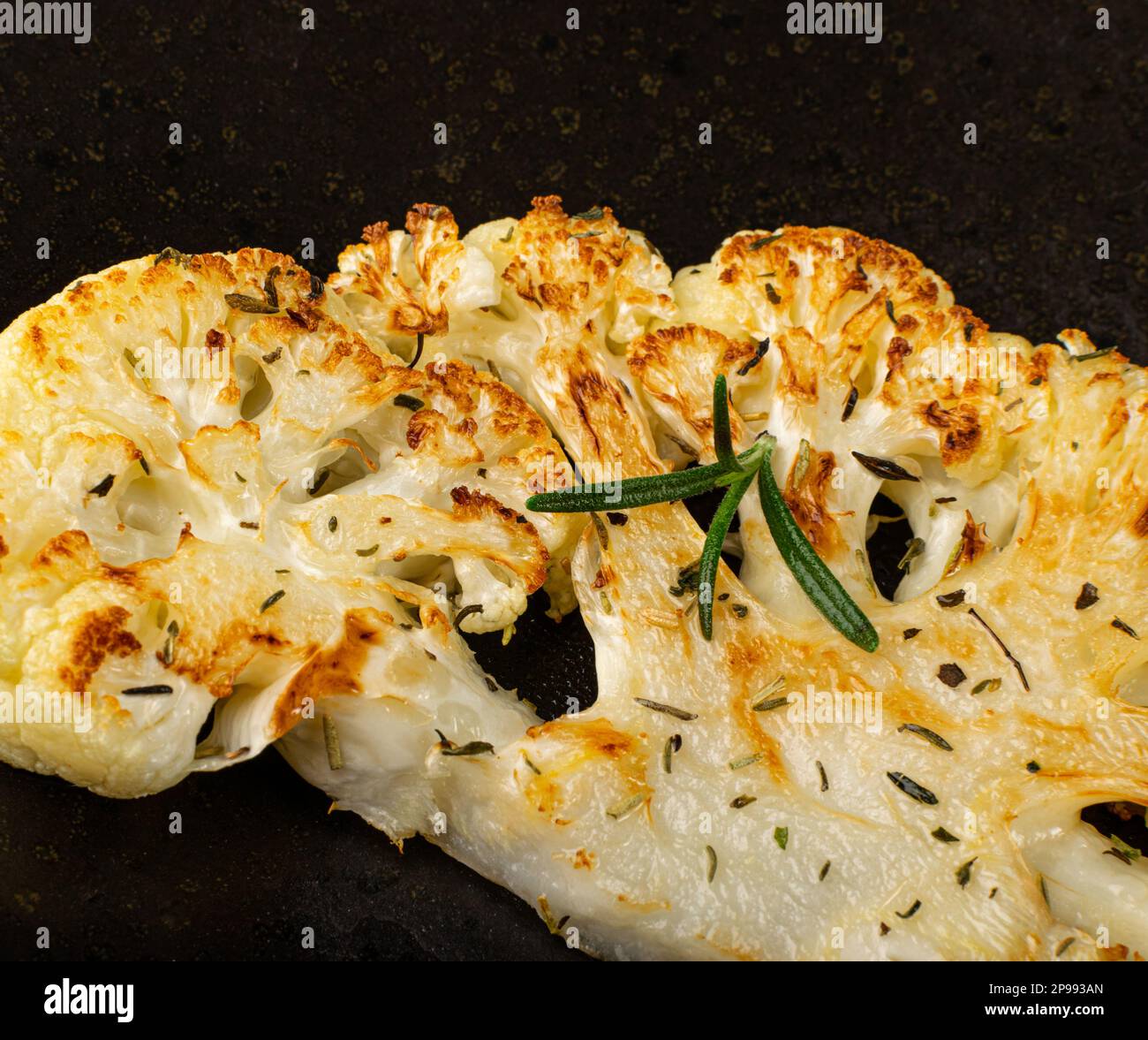 Fried Cauliflower Slices Closeup, Baked Cauliflower Steaks, Roasted ...