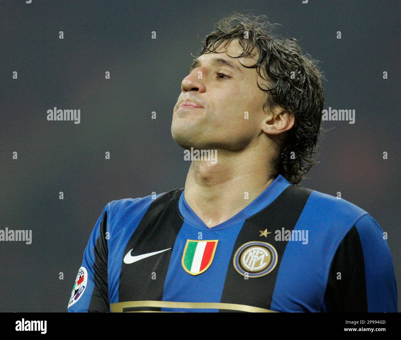 Inter Milan forward Hernan Crespo reacts after missing a scoring chance ...