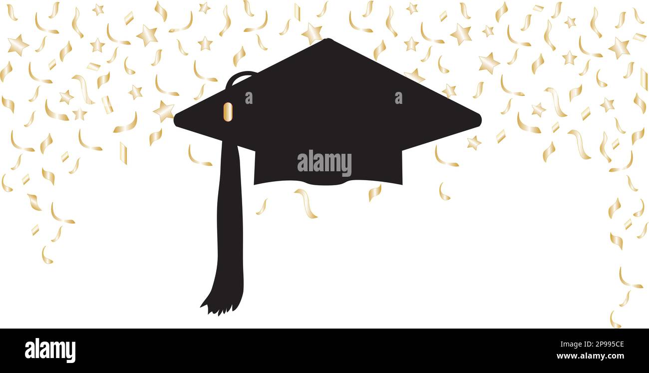 Graduation Cap and Confetti Background Border Stock Vector Image & Art ...