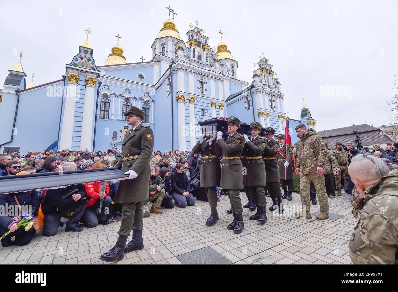 Ukrainian servicemen carry the coffin of soldier Dmytro Kotsiubailo ...