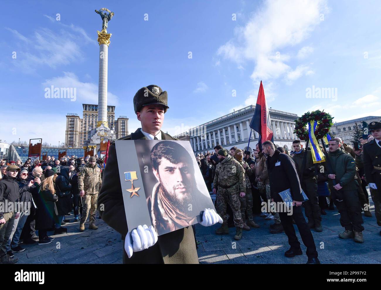 Ukrainian servicemen carry the coffin of soldier Dmytro Kotsiubailo ...