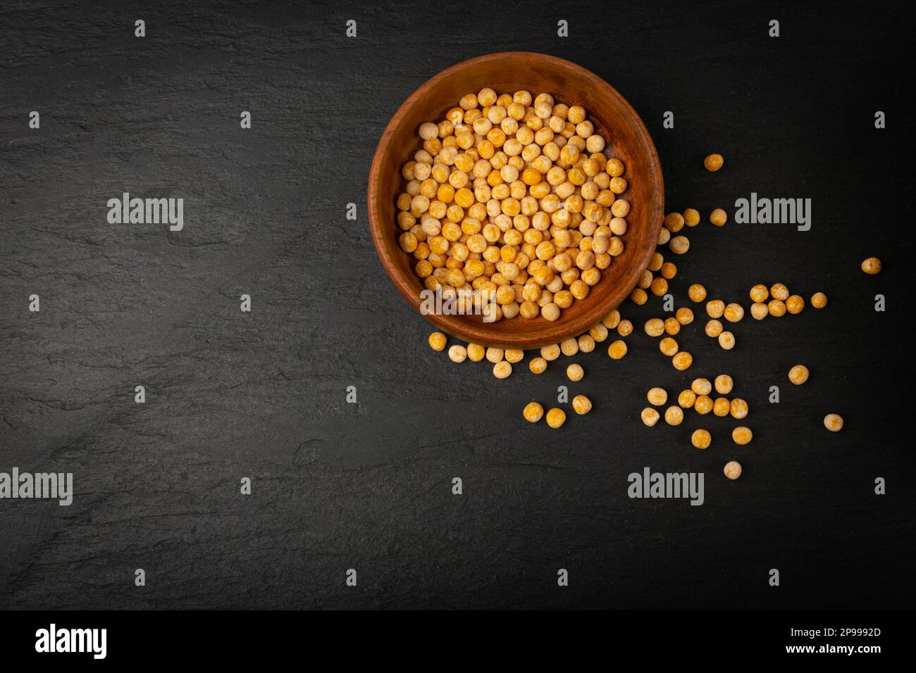 Dry Yellow Peas on Black Background, Whole Pea Pile, Raw Legume ...