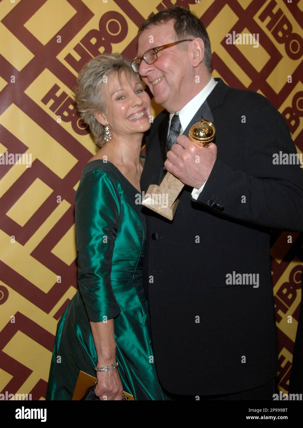 Diana Hardcastle,left, and Tom Wilkinson poses with the award for best ...